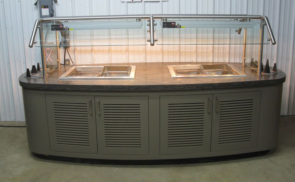 Island Salad Bar Refrigerated 4 Pan Cold Well Buffet Table