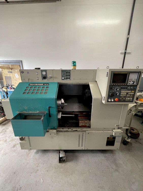Takisawa Fanuc 21T Control 3000 RPM TW-30 CNC Lathe 2 Axis
