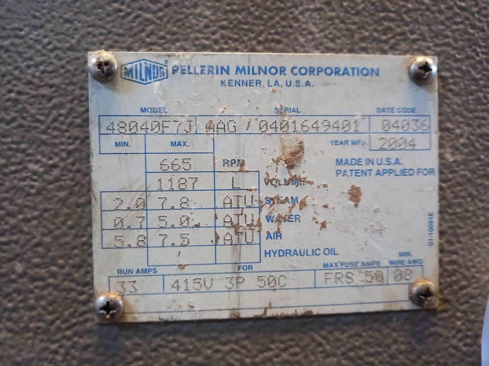 2 Pellerin Milnor SECOND HAND WASHER EXTRACTOR 120kg STEAM