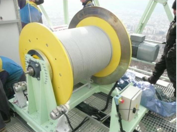 Electric winch was used to couple the nacelles to the cable during ...