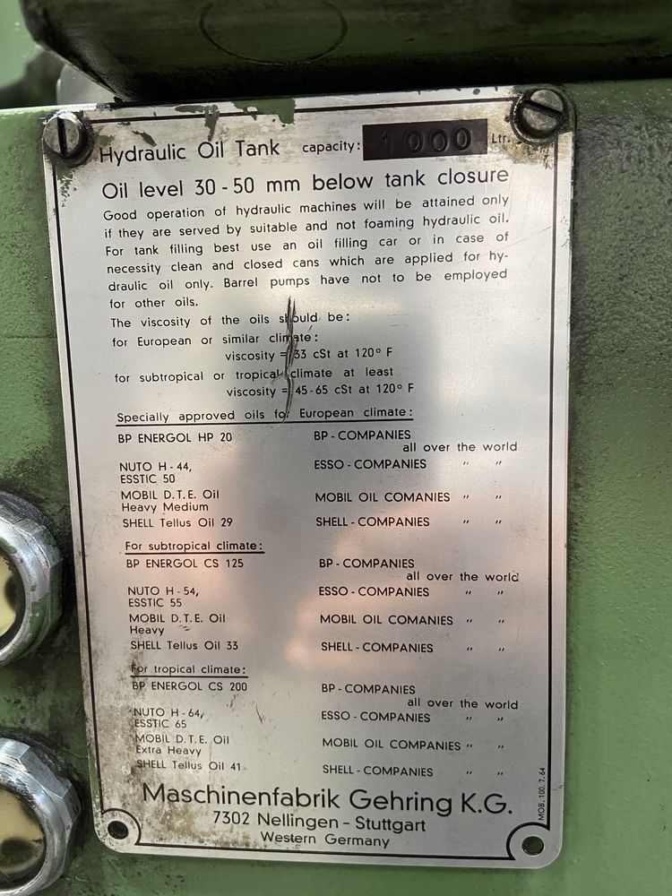 Gehring GRL 1200-450-600 Vertical Honing Machine 16-240 rpm