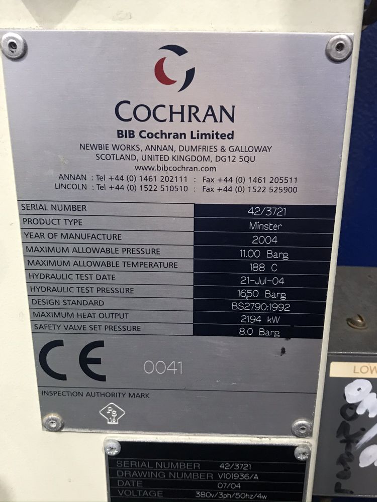 Cochran boiler 3600kg